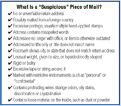 Cal/OSHA Issues Internal Mail Guidelines After Anthrax Cases - | CAL ...