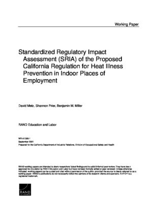 Indoor Heat Illness SRIA - | CAL-OSHA Reporter