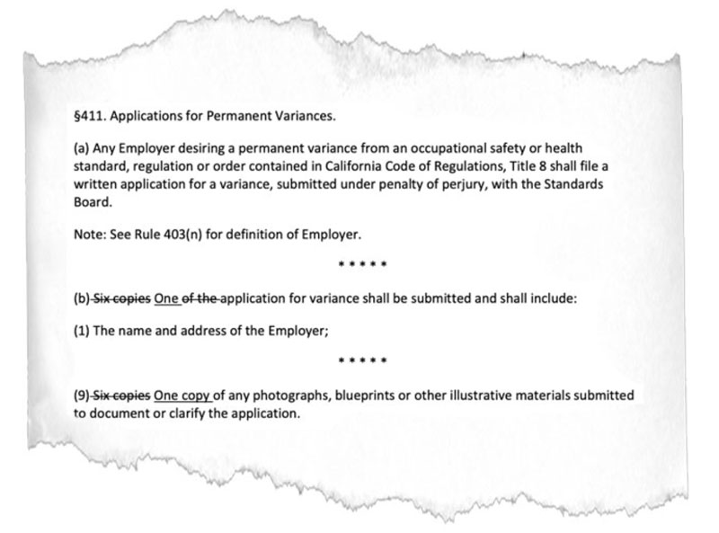 OAL Approves Variance Fix - | CAL-OSHA Reporter