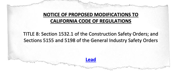 More Lead Changes – Anything Big? - | CAL-OSHA Reporter