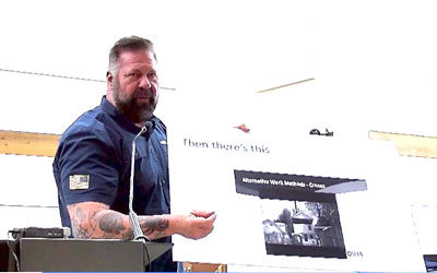 Kevin-Bland-holding-presentation - | CAL-OSHA Reporter