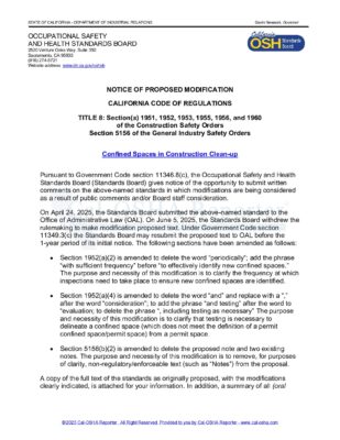 Cleanup of Confined Spaces in Construction Cleanup - | CAL-OSHA Reporter