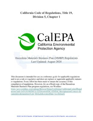 California’s Hazardous Materials Business Plan - | CAL-OSHA Reporter